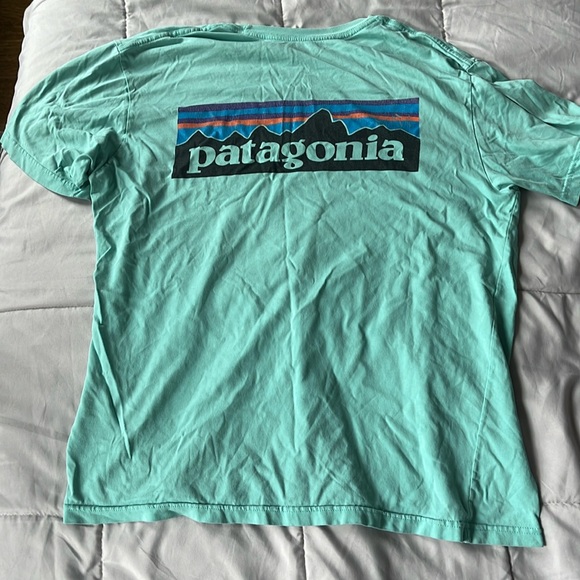 Patagonia | Shirts | Aqua Patagonia Classic Logo Tee | Poshmark